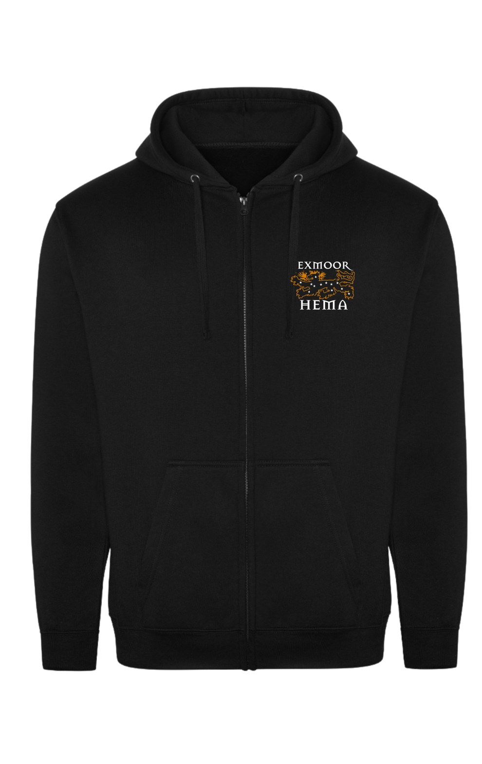 Black full zip hoodie with Exmoor Hema logo RX351 – SWCC Club Store